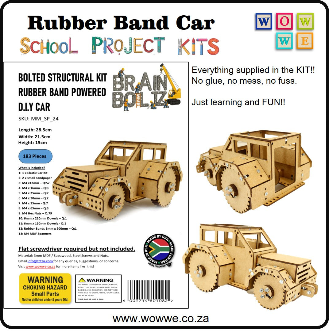School Projects Kit | Rubber Band Powered Car (SP_24) – WOW WE